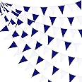 32Ft Royal Blue White Fabric Bunting Banner Party Decorations Triangle ...