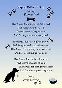 Personalised from The Dog Verse Poem Fathers Day Card (Blue, Human Dad ...