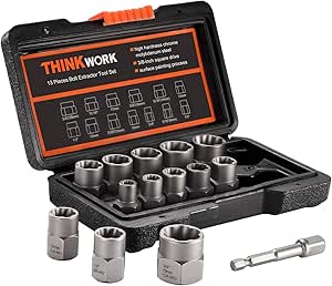 Thinkwork Impact Bolt Extractor Set, 13+1 Pieces Nut Removal Tool ...