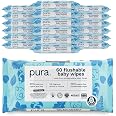 Pura Flushable Baby Wipes - 18 x 60 per pack (1080 Wipes) 100% Plastic ...