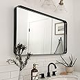 Melodieux Black Bathroom Vanity Mirror for Wall, 60x90 cm Metal Framed ...