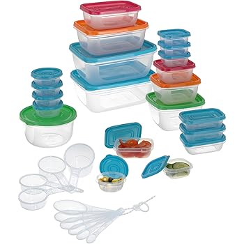 52 Piece Food Storage Boxes Containers Set With Lids & 4 Measuring Cups ...