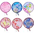 SYEYCW 6 Pcs Foldable Hand Fan, Pop up Fan, Round Folding Fans, Chinese ...