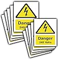 12 Pack - Danger 240 Volts Self-Adhesive Vinyl Sticker Sign - 240v ...