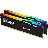 Kingston FURY Beast Black RGB 64GB (2x32GB) 6000MT/s DDR5 CL30 DIMM Desktop Gaming Memory Kit of ...
