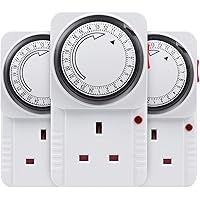 HBN Mechanical Timer Plug Socket, 24 Hour Segment Programmable Energy Saving Plug-in Timer ...