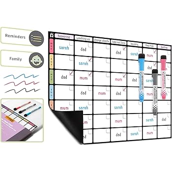REUSABLE WIPEABLE MAGNETIC WEEKLY PLANNER ORGANISER CALENDAR MEMO BOARD ...