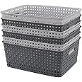Eudokky 6-pack Plastic Woven Storage Baskets, Kitchen Cupboard Basket ...