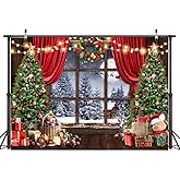 AIIKES 7x5FT Merry Christmas Backdrop Tree Sock Gift Family Party Decorations Backdrops Happy ...