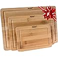 BlauKe® Bambus Schneidebrett Set – Holz Schneidebretter 3er Set – Brotbrett Frühstücksbrettchen ...