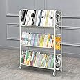 Rolling Book Cart, Moveable Bookshelf Organizer, Metal Shelving Book ...