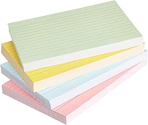 Amazon Basics A6 Ruled Index Cards - Assorted Colours (Pack of 200 ...