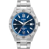 TIMEX Analog Watch for Man with Blue Round Dial & Silver Stainless ...