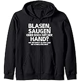 blasen, saugen oder doch mit der hand? lustiger Spruch T-Shirt : Amazon.de: Fashion