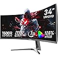 Gawfolk 34 Inch Ultrawide Curved 120Hz Gaming Computer Monitor 1500R PC screen 21:9 UWQHD ...