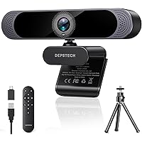 DEPSTECH DW50 Pro Webcam 4K, Ultra HD mit Mikrofon, 3-facher Zoom, 1/2.55 Sony Sensor, Duale ...
