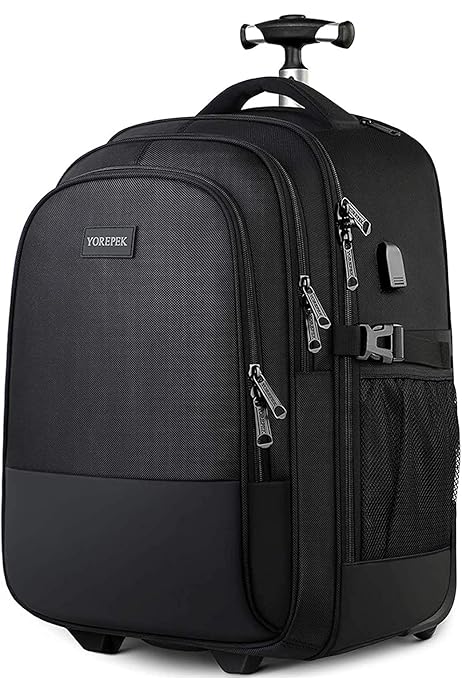 AMBOR Rolling Backpack, Waterproof Wheeled Backpack, Carry-on Trolley ...