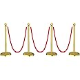 Robustt Stainless Steel Golden Q Manager Barricade with Red Velvet Rope ...