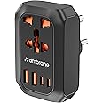 Ambrane 5-in-1 MultiPort Adapter with Universal AC Socket, 2 x Type C ...