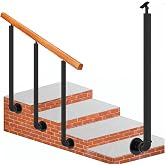 Side-Mounted Handrail for Outdoor Step, Fits 2 or 3 Steps, Wooden Hand ...