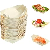 Omevett 50 pcs Bamboo Boats for Food,Wooden Boat Plate Eco Friendly ...
