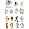 15 x Pre-Cut to Shape Blue Dog Characters Set 2D Edible Stand up ...