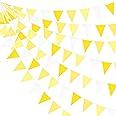 10M/32.8 Ft Yellow White Bunting Banner Fabric Cotton Pennant Bunting ...