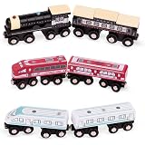 Battat BT2638Z Locomotive & Freight Cars – Classic Wooden Toy Train Set ...