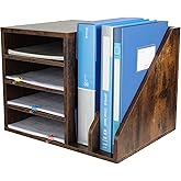 EasyPAG Wood Desktop 4 Tier A4 in Tray Office Desk Tidy File Holder ...