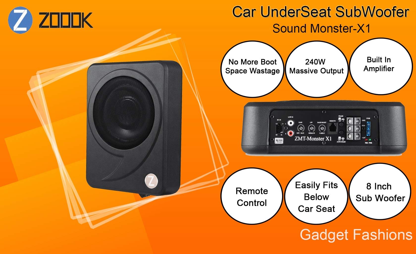 Car subwoofer with inbuilt amplifier
