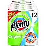 PLENTY Kitchen Towel, 6 White Rolls, 600 Sheets of Kitchen Roll, 2-Ply ...
