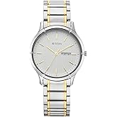 Titan Quartz Analog with Day and Date Black Dial Metal Strap Watch for ...