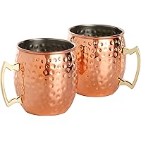 VonShef Moscow Mule Copper Mugs, Set of 2 450ml Stainless Steel ...