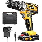 48V Cordless Drill Set, Electric Drill with 2 Batteries and Charger ...