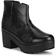 commander shoes Casual Heel Boots for Girls and Women (36, Bold Black ...