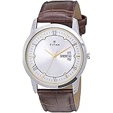 Titan Quartz Analog Blue Dial Leather Strap Watch for Men-NP1802WL01 ...