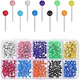 JIYIN 600 PCS Colored Push Pins Map Tacks, 1/8 Inch Map Tacks Round Head with Stainless Point ...