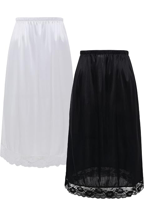 Womens Half Slips 2 Pack Women's Half Slip – Satin Underskirt With Lace ...