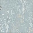 Superfresco Easy Duck Egg Metallic Organics Floral Wallpaper | Paste ...