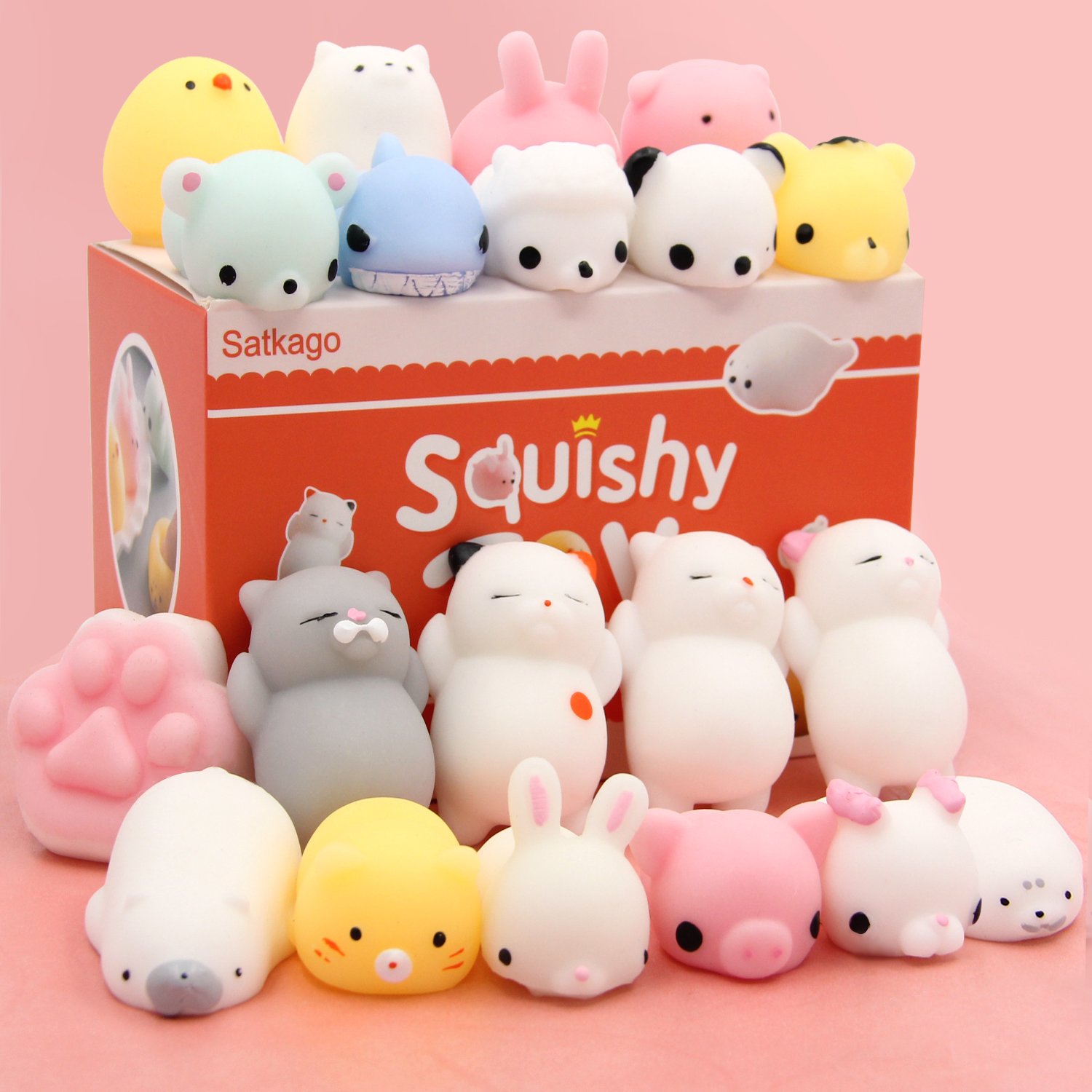 Mochi Squishy Toys Satkago 20 Pcs Mini Squishies Mochi Animals Stress 