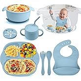 Baby & Bamboo - Set Pappa Svezzamento Piatto Con Ventosa Per Bambini E Cucchiaino Silicone ...