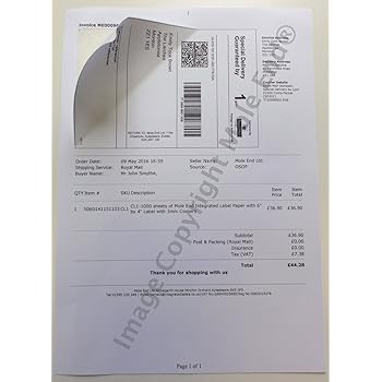 1000 sheets of Integrated Label Invoice Paper - A4 Sheet with single ...