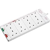 Masterplug Eight Socket Surge Protected Extension Lead, 2 Metres, White ...