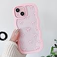 QLTYPRI Bow Case for iPhone 13/iPhone 14, Clear Cute Ribbon Bow Phone Case Curly Wavy Aesthetic ...