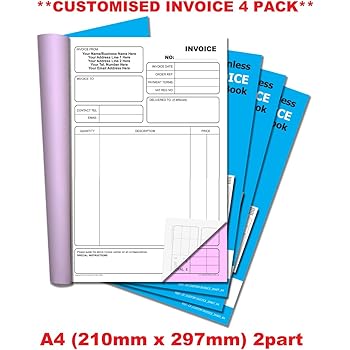 Cherry Carbonless NCR **Custom** Invoice Duplicate Book A4 50 Sets **4 ...
