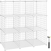 SONGMICS 12-Cube Wire Grid Storage Rack, Interlocking Shelving Unit ...
