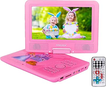 9 Inch Portable DVD Player Pink Birthday Gift for Girls and Children ...