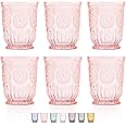 Pink Glass Cups set of 6 pink water glasses for lovers of vintage pink ...