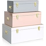 Beautify Storage Trunks Extra Large Set of 2 - White Steel Storage ...