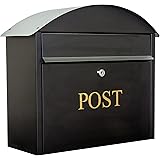 Letter Catcher Large Letterbox - Black High Security Metal Wall Mounted ...